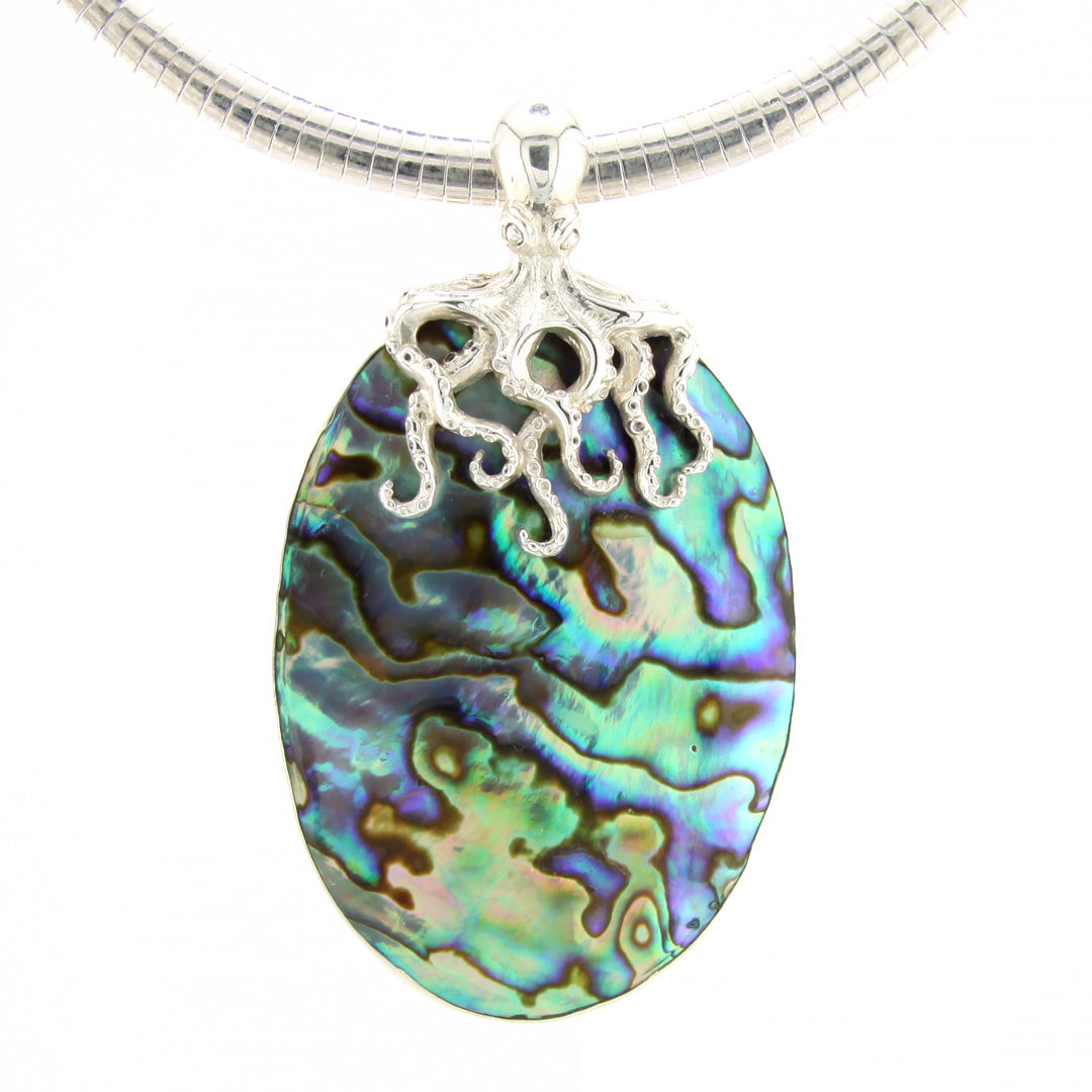 Large Abalone Shell Pendant With Silver Octopus Detail – Naturally ...